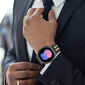 EZMVZKU Galaxy Watch 5 Pro 45mm Bands Metal, No Gap Solid Stainless Steel Strap for Samsung Galaxy Watch 4 40mm 44mm / Watch 4 Classic 42mm 46mm / Watch 5 40mm 44mm for Men Women,Black Gold