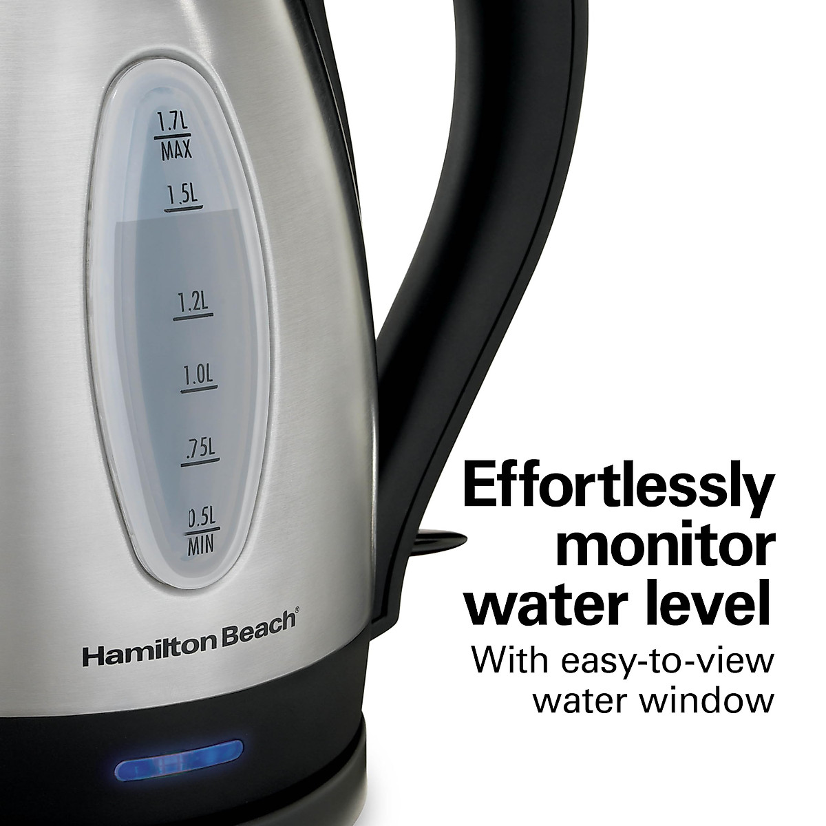 Hamilton Beach Electric Tea Kettle, Water Boiler & Heater, 1.7 L, Cordless, Auto-Shutoff and Boil-Dry Protection, Stainless Steel (40880)