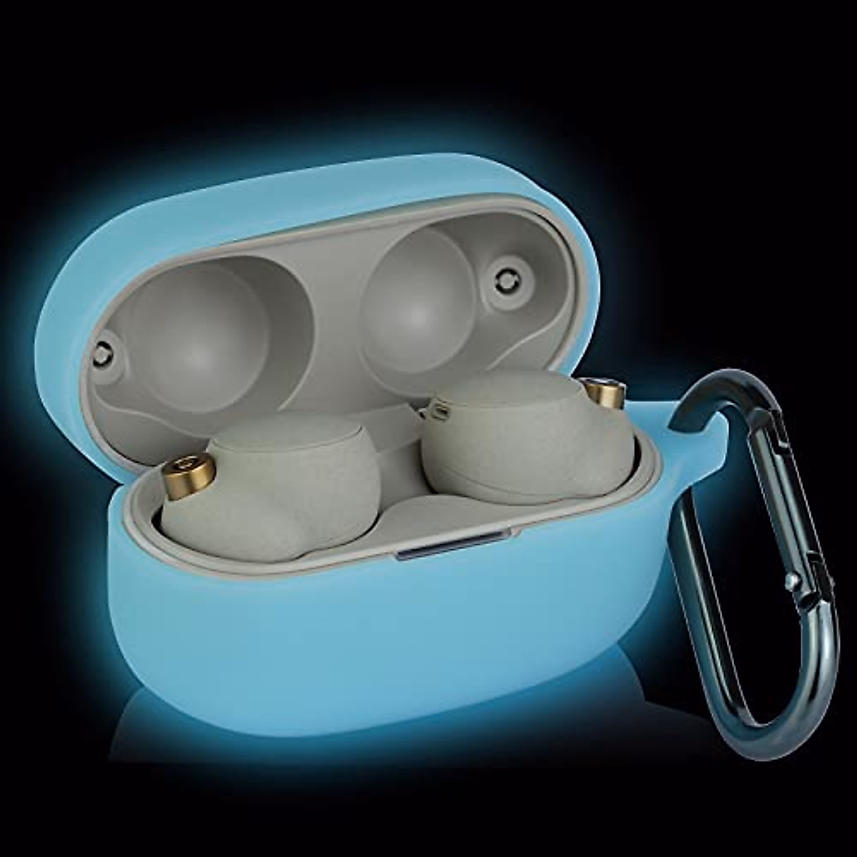 Glow Blue Case Cover Replacement for Sony WF-1000XM4 Earbuds, Silicone Protective Skin Sleeve Glow in Dark - LEFXMOPHY