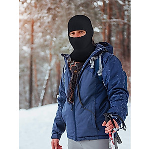 WILLBOND 2 Pieces 1-Hole Knitted Ski Full Face Covering, Adult Winter Balaclava Warm Knitted Full Face Covering for Outdoor Sports Black, 38 x 22 cm/ 14.96 x 8.66 inches (Black)