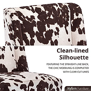 Hyfirm Home Office Desk Chair with Wheels, Modern Rolling Task Chair for Bedroom/Computer/Studing/Small Spaces, Teen Girls Comfy Fabric Armless Desk Chair, Cow