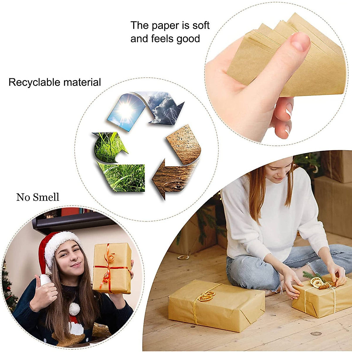 100 Sheets Kraft Tissue Paper Brown Wrapping Paper Bulk for Weddings Birthday DIY Project Christmas Gift wrapping Crafts Decor,13.8 x 19.7" (Brown)