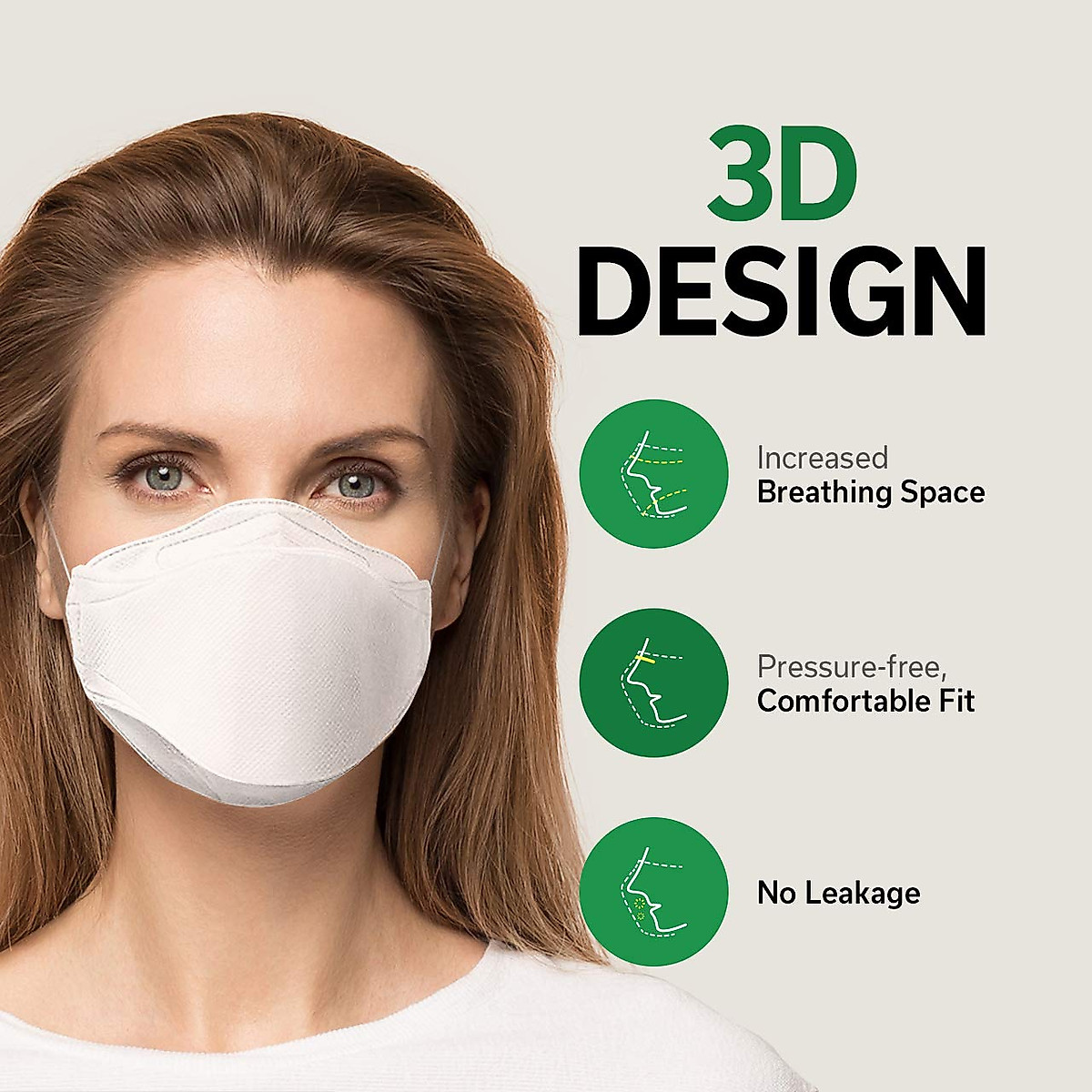 [60 Masks][KLEANNARA] KF94 Face Mask 4 Layer Premium 3D Design Face Mask Safety for Adult(White). Breathable Protective Mask Block 94% Dust. Made in KOREA [3Pcs/Pack - 20Packs] - Best Face Mask Gift for Men & Women Daily Use