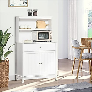 SEASD 58" Kitchen Buffet, Dining Room with Drawers and Storage Cabinets, White
