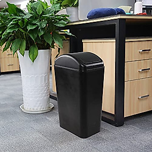 Ucake 14 L Garbage Can with Swing Top, 3.5 Gallon Swing Lid Trash Can, Black