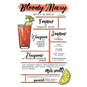 Lantern Press Bloody Mary, Cocktail Recipe (100% Cotton Tea Towel, Decorative Hand Towel, Kitchen and Home)