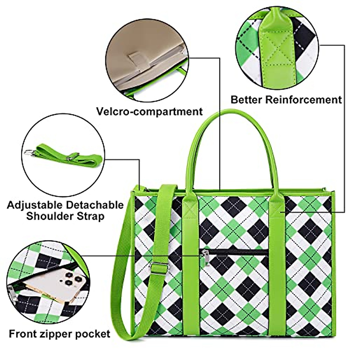 Laptop Tote Bag for Women Work Shoulder Bags 15.6 inch Canvas Laptop Computer Purse Messenger Teacher Handbag Business Office Briefcase