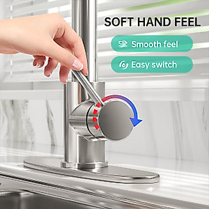 BASDEHEN Kitchen Faucets with Pull Down Sprayer, Brushed Nickel Spring Commercial Kitchen Sink Faucet Solid Brass with 10 Inch Mounting Table 1 Hole Or 3 Hole Compatible…