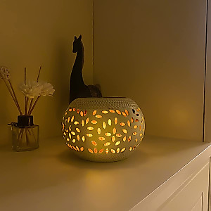 Solar Table Lantern Outdoor Waterproof- Dancing Flickering Flame Solar Powered LED Light,White Metal Desktop Decorative Lamp Auto On/Off Lighting Dusk to Dawn for Desk Patio Garden Pathway Yard