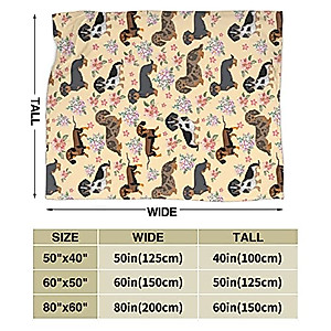 Dachshund Sausage Dogs Soft Throw Blanket 60"X50" Lightweight Flannel Blanket for Couch Bed Sofa Home Living Room Decor Travelling Camping for Kids Adults