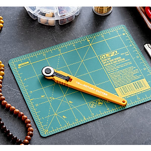 OLFA 18mm Quick-Change Rotary Cutter (RTY-4) - Rotary Fabric Cutter w/Blade Cover for Quilting, Sewing, Crafts, Scrapbooking, Replacement Blade RB18-2