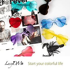 Lusy DM 16 Pairs Rimless Heart Shaped Sunglasses Frameless Sunglasses Transparent Heart Glasses Party Favors