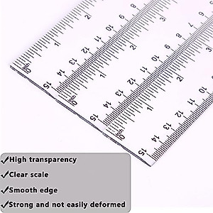 6 Inch 8 Inch 12 Inch Plastic School Rulers, 3 Pack Clear Ruler with Inches and Centimeters Drafting Office Tools for Student School Office