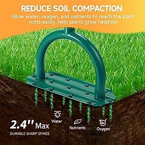 Lawn Aerator Spikes Aerating Tool, Manual Yard Aerator Tools with 13 Soil Spikes, T-Handle, Wide Foot Plate, Yard Aerators for Lawn Yard & Garden