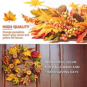 Rocinha Fall Wreath, 20inch Autumn Wreath for Front Door Outside Ideal for Autumn & Halloween & Thanksgiving Day