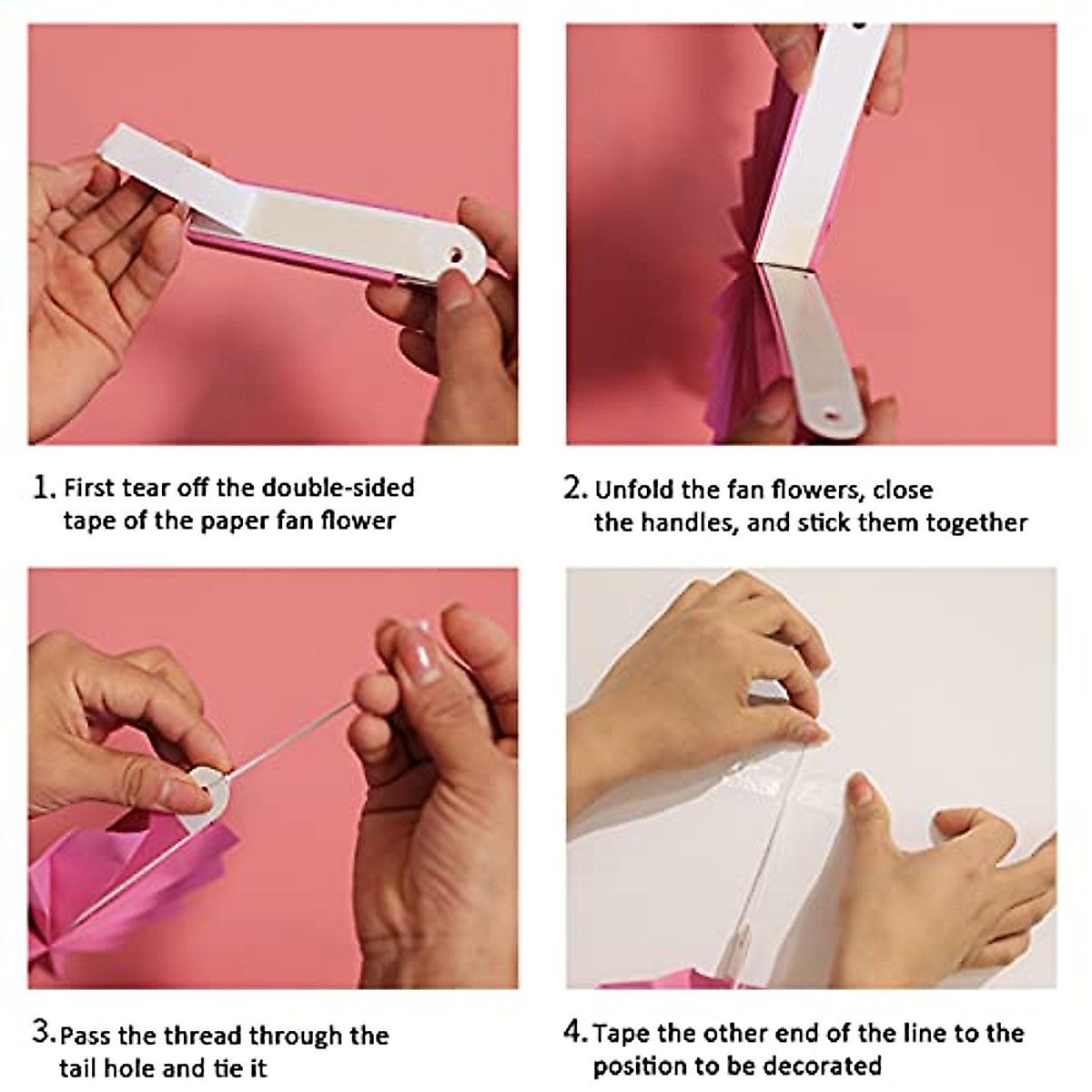 Jarcgoer Paper Fan Flowers，6pcs/Set Paper Fans Set Hanging Pinwheels Fan DIY Paper Craft for Wedding Birthday Christmas Party Decoration Hanging Paper Fan Flower Decoration (Yellow)