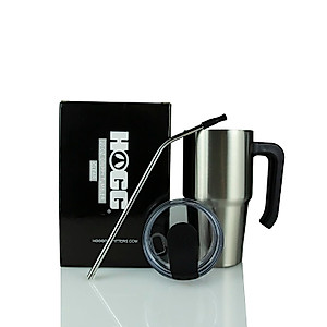 Hogg 20oz Sublimatable Grippy Tumbler with Removable Handle, Lid, and Stainless Steel Straw, DIY, Customizable, Double Wall Insulated Tumblers (Clear)