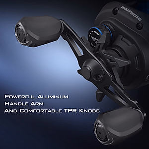 KastKing Centron Lite Baitcasting Fishing Reel, 7.1:1 Gear Ratio, Left Handed Reel, Black