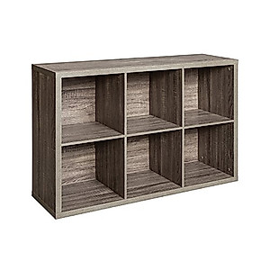 ClosetMaid 6 Cube Storage Shelf Organizer Bookshelf with Back Panel, Easy Assembly, Wood, Weathered Gray