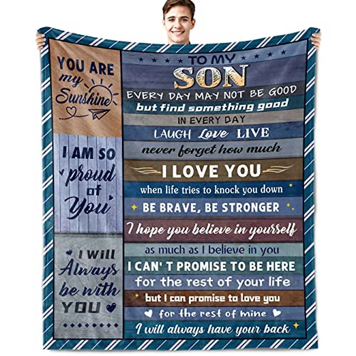 Tsefiwo to My Son Blanket Son Gifts from Mom Gifts for Son from Mom Dad Happy Birthday Gifts for Son Graduation Gifts for Son, Gifts for Father's Day Blanket 60x50 Inch