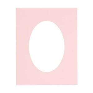 8x11 Mat Bevel Cut for 6x9 Photos - Precut Soft Pink Oval Shaped Photo Mat Board Opening - Acid Free Matte to Protect Your Pictures - Bevel Cut for Family Photos, Pack of 1 Matboard Show Kit With Acid