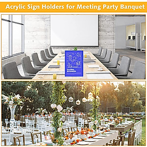 Acrylic Sign Holder Clear Place Card Holders Acrylic Stands Table Number Stands Wedding Sign Holders Card Display Stand for Table Wedding Photo Office Menu Meeting Party Event Decoration(12Pcs, 1.2")