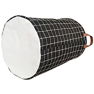 BOOHIT Cotton Fabric Storage Bin,Collapsible Laundry Basket-Waterproof Large Storage baskets,Toy Organizer,Home Decor(Black plaid)