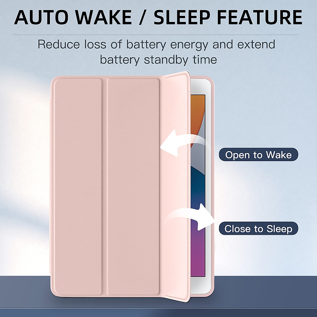 Mastten Compatible with iPad 9th/8th/7th Generation Case, for iPad 10.2 Inch Case with Pencil Holder, TPU Smart Stand Back Cover 2021/2020/2019, Auto Wake/Sleep, Rose Pink