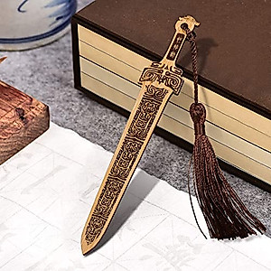 Gdpaddy Handmade Natural Bamboo Bookmark with Beautiful Tassels,Vintage Style Bookmark is A Unique Gift for Teachers, Students, Men and Women - 4Pcs (Sword)