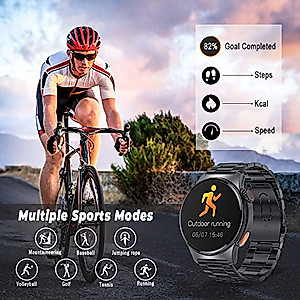𝐅𝐈𝐋𝐈𝐄𝐊𝐄𝐔 𝐒𝐦𝐚𝐫𝐭 𝐖𝐚𝐭𝐜𝐡 𝐌𝐞𝐧 for Android iPhone with Blood Pressure Monitor Health Tracker Smart Watch 1.39 inch Screen Black Steel Waterproof Smartwatches Fitness Tracker Men
