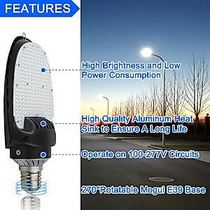 115W LED Shoebox Corn Retrofit Lamp, 16100LM 5000K LED Retrofit Corn Light Bulb Rotatable E39 Mogul Base, 180° LED Paddle Bulb (500W MH Equiv.) for Parking Lot Wall Pack Flood Lighting Fixture (4)