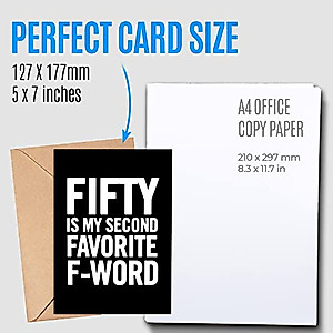 Funny 50th Birthday Card for men or women with envelope | Joke card for someone who is turning fifty years old | Original and unique present idea for family, friends or a co-worker.