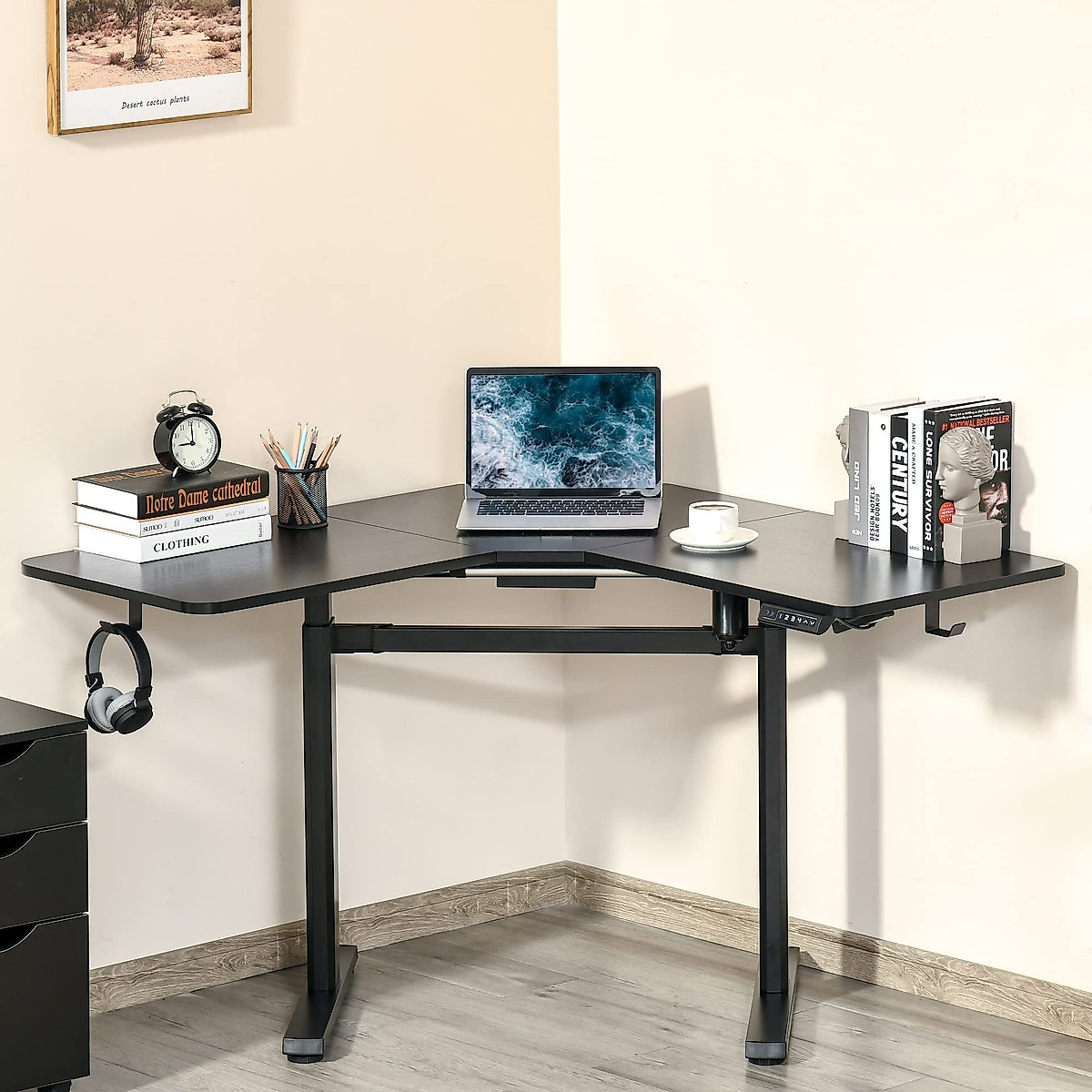 Vinsetto 65.75" Adjustable Height Standing Desk, V-Shaped Computer Desk Workstation for Home, Office, Black
