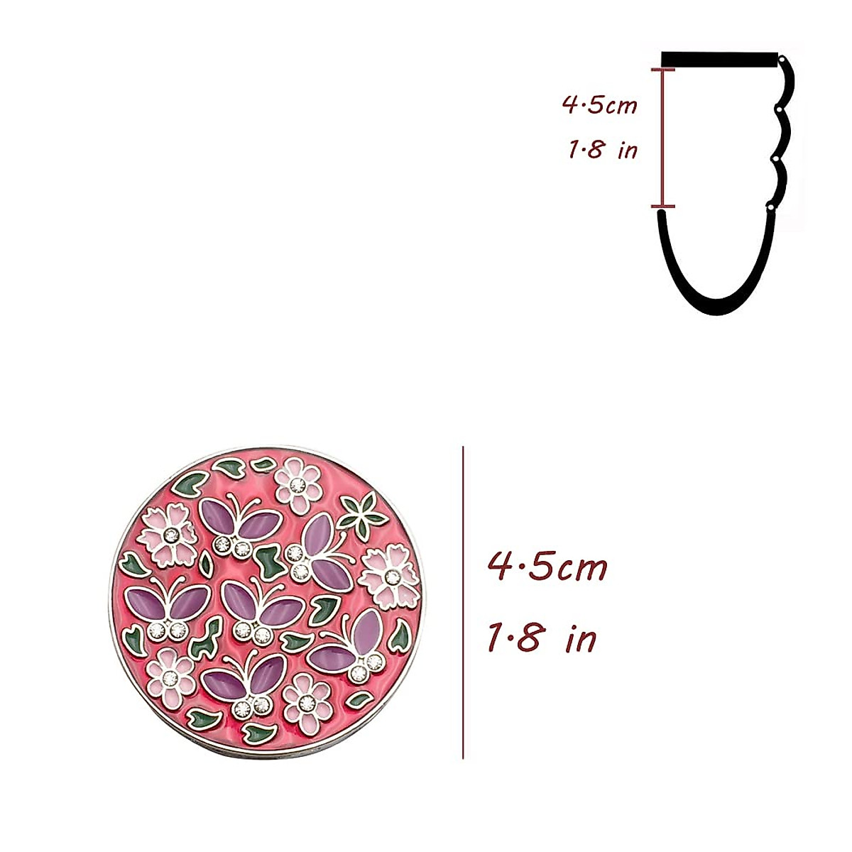 KEBOOT Purse Hook for Table, Bling Rhinestone Purse Holder for Table Desk, Handbag Storage Folding Decor Table Hook, Women's Bag Handbag Hanger Holder 3pcs Flowers and Butterflies