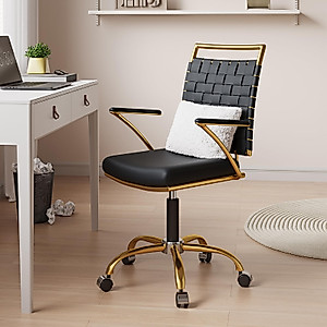 LUX MODERNS Black Desk Chair and Gold Office Chair for Home Office, Small Office Chair,Computer Chair, Task Chair, Ergonomic Office Chair with arm…