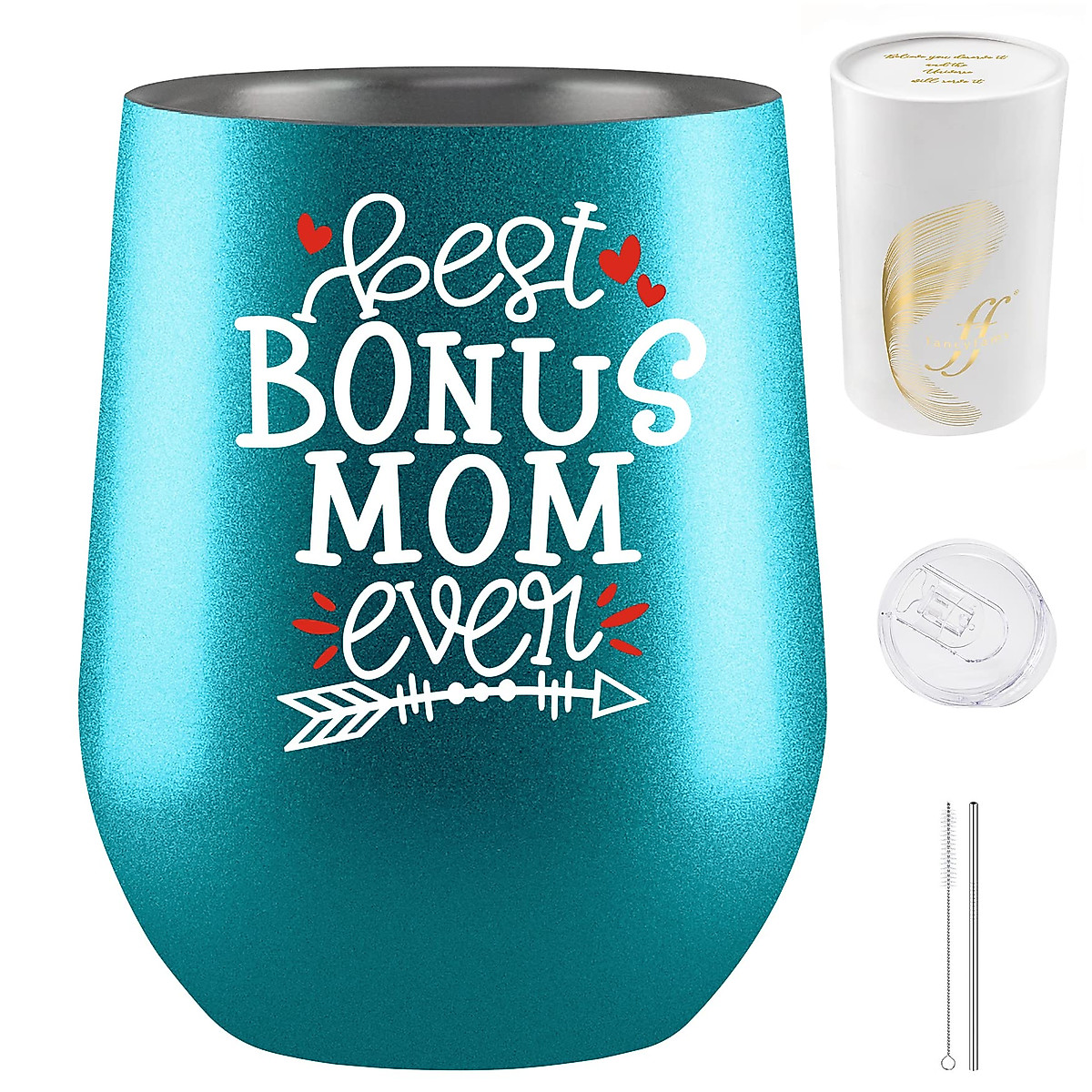 Fancyfams Bonus Mom Gifts, Mother in Law Gifts from Daughter in Law, Gifts for Mother in Law, Gifts for Stepmom, Mother in Law Gift, Gift for Stepmom, Wine Tumbler (Turquoise)