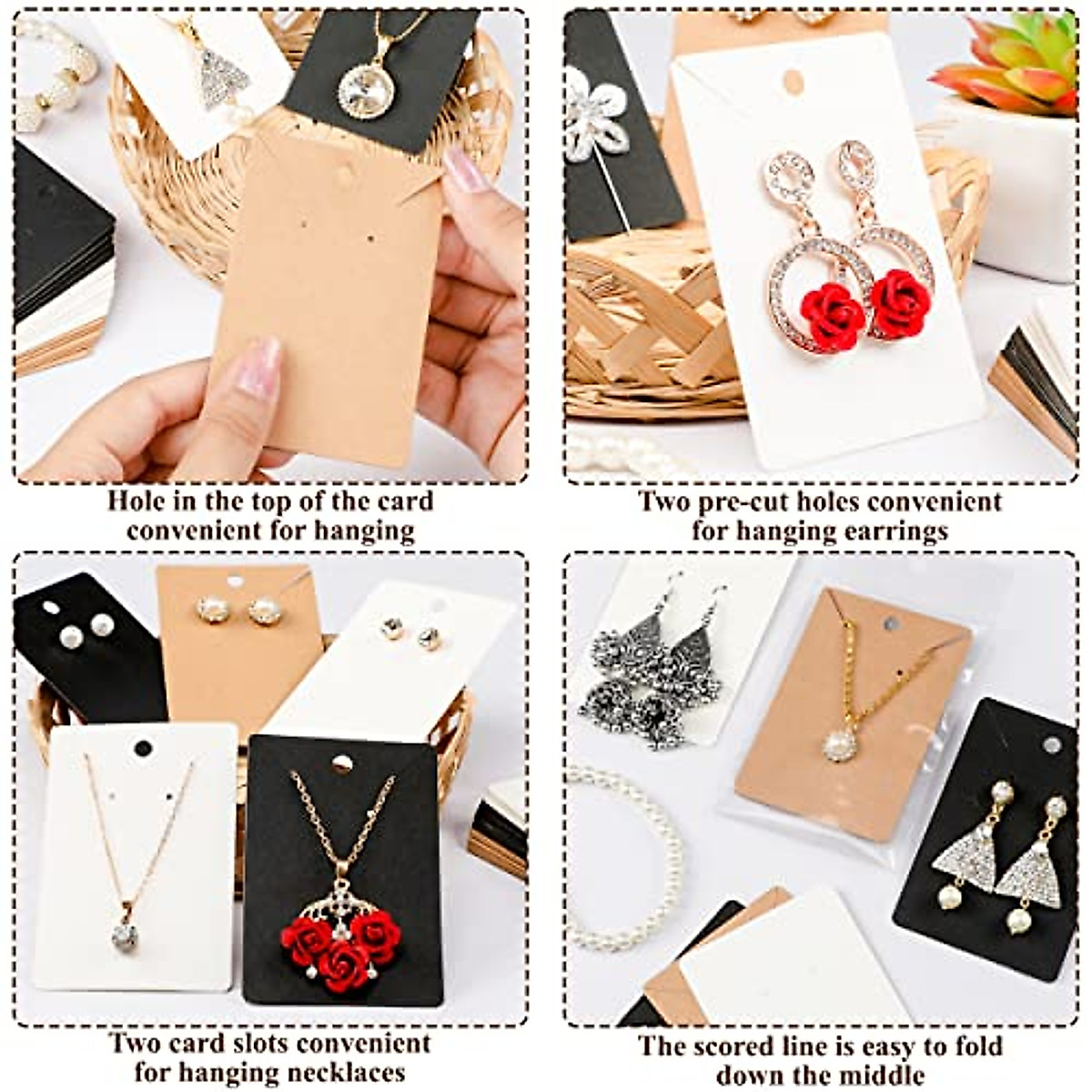 KLEANSE 3.5 x 2.3 inches Earring Cards for Selling - 150 Pack of Earring Display Cards with Self 150 Sealing Bags - Earring Packaging Supplies for Small Business - Necklace Cards, Jewelry Cards (Multi Color)