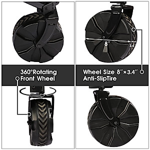 Portal Folding Collapsible Beach Wagon Utility Outdoor Camping Cart with 8" Big Wheels & Adjustable Handle, Large Capacity Foldable Grocery Wagon for Garden Beach Wagon, Black