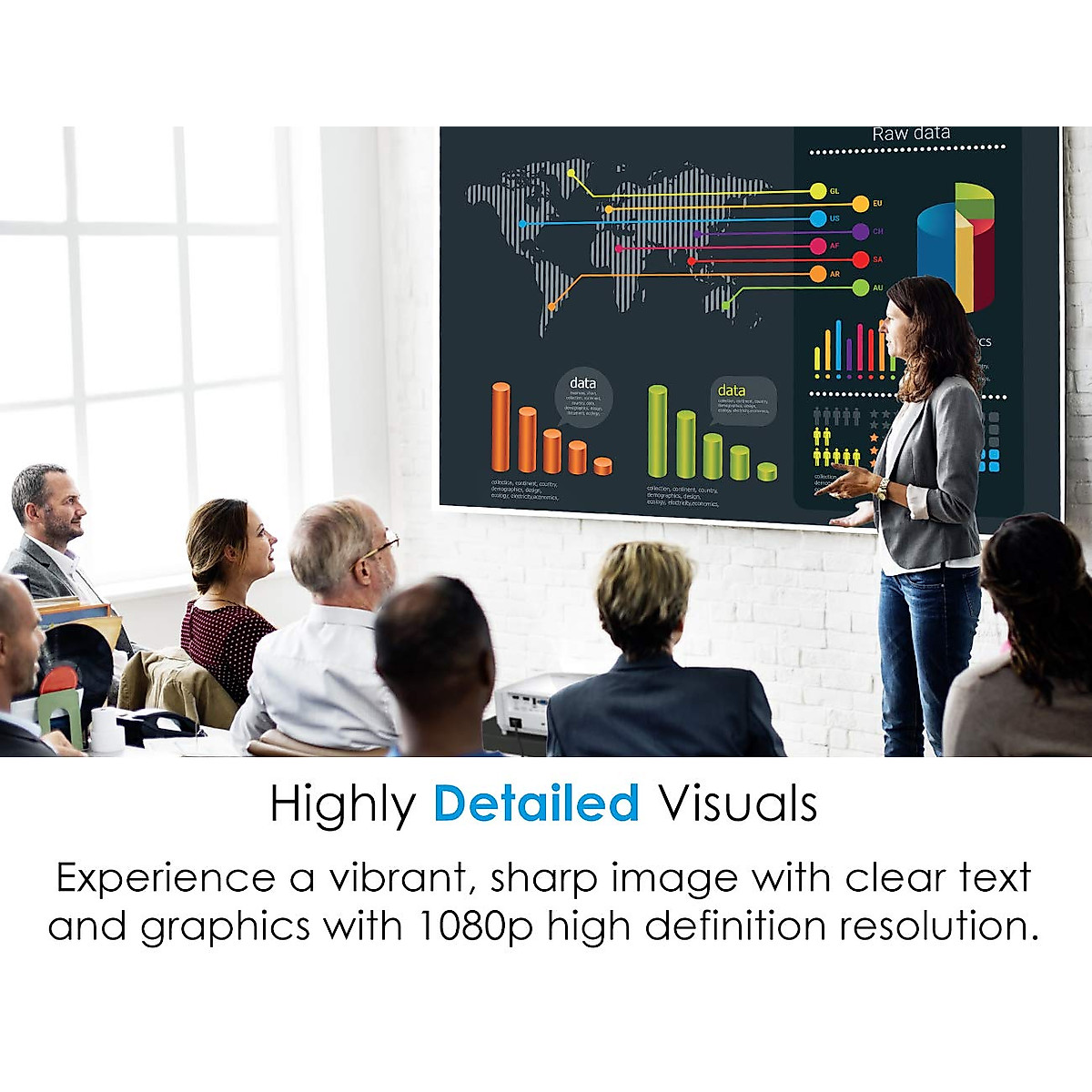 Optoma EH412ST Short Throw 1080P HDR Professional Projector | Super Bright 4000 Lumens | Business Presentations, Classrooms, or Meeting Rooms | 15,000 Hour lamp Life | Speaker Built in | Portable