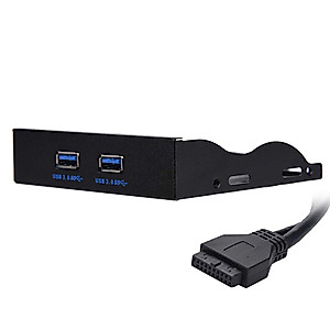 USB HUB Front Panel with 2 USB 3.0 Ports, 3.5 Inch Multport USB3.0 Floppy Front Panel Floppy Bay 19 Pin to 2 Interface USB3.0 HUB, DIY Computer Expansion Board, Replacement PC Parts for Desktop