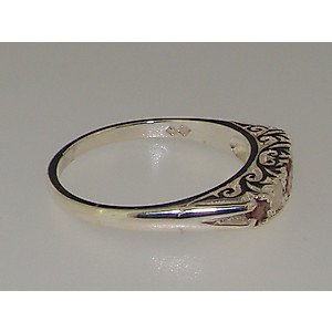 LetsBuyGold 925 Sterling Silver Natural Pink Tourmaline and Opal Womens Anniversary Ring - Size 8.25