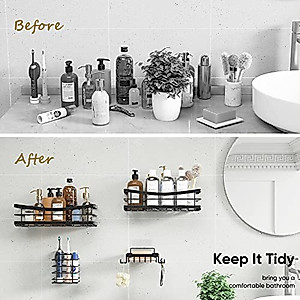 FRWUYU Shower Caddy,adhesive shower shelves Bathroom Shower Organizer Large capacity,[4-Pack],Shower Shelf for Inside Shower Rack,bathroom shower shelves,Matte Black