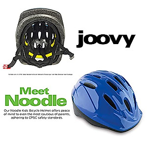 Joovy Noodle Bike Helmet for Toddlers and Kids Aged 1-9 with Adjustable-Fit Sizing Dial, Sun Visor, Pinch Guard on Chin Strap, and 14 Vents to Keep Little Ones Cool (Small, Blueberry)