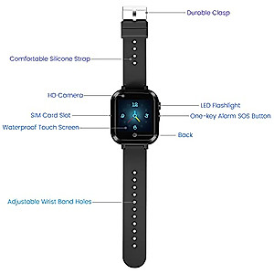 Kids Smart Watch Phone 4G Network WiFi GPS Tracker Children Smartwatch with Two-Way Call Camera SOS Anti-Lost IP67 Waterproof Touch Screen Watch Gift for Boys Girls Birthday Christmas Xmas (Black)