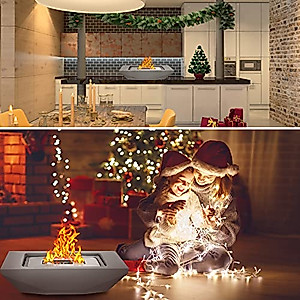 HIOSTAO 12.6" Tabletop Fire Fit,Portable Concret Bow Rubbing Alcohol Fireplace with 2 Fuel Tanks and Metal Extinguisher,for Indoor Table and Outdoor Patio