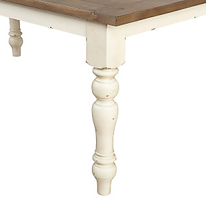Roundhill Furniture Prato Two-Tone Distressed Oak Wood Dining Bench, Antique White
