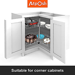 Atposh 28" Kidney Chrome Lazy Susans Kitchen Corner Cabinet Organizer (Not Cabinet Door) 270° 2 Shelf Rotating Storage Rack (28 Inch)
