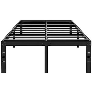ALDRICH 14 Inch Metal King Size Bed Frame - Double Black Basic Anti Squeak Steel Slats Platform, Easy Assembly Heavy Duty Noise Free Bedframes, No Box Spring Needed