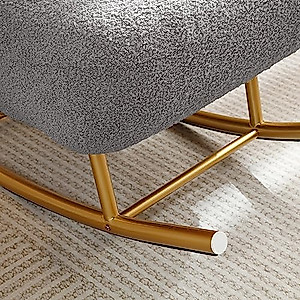 Holaki Nursery Rocking Chair,Modern Sherpa Fabric Accent Upholstered Rocker Glider Chair for Baby and Kids,Comfy Armchair with Gold Metal Frame,Leisure Sofa Chair for Nursery/Bedroom/Living Room(Grey)