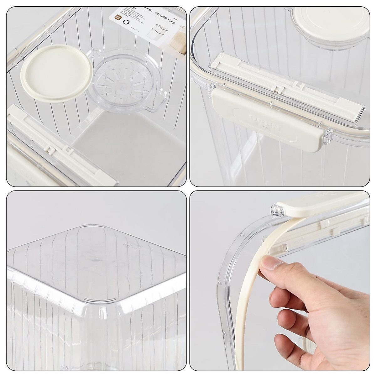 Tyminin Large Airtight Food Storage Containers, Plastic Pantry Storage Boxes with Measuring Spoon, Keep Fresh, Clear